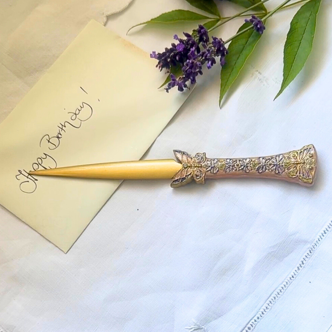 Butterfly enamel letter opener - Letters of The Past